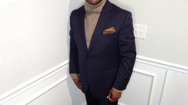 Style Scenario: Turtleneck With a Navy Blue Suit